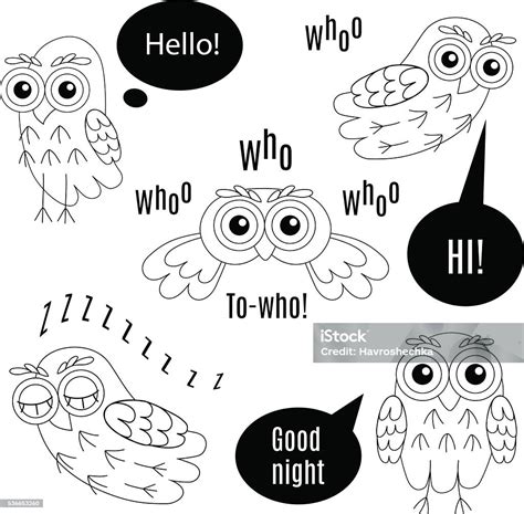 Set Owl Bubbles Vector Isolated Stock Illustration Download Image Now