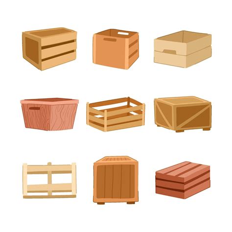 Wooden Crate Set Cartoon Vector Illustration 35559574 Vector Art At