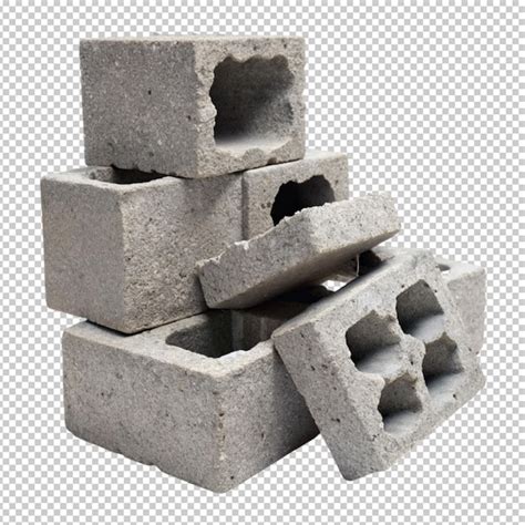 Cinder Blocks Broken On Transparent Background Premium AI Generated PSD
