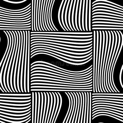 Abstract Vector Seamless Moire Pattern With Cubic Lattice Lines Monochrome Graphic Black And