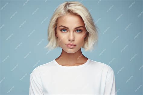 Premium Photo A Model With Blonde Hair And Blue Eyes