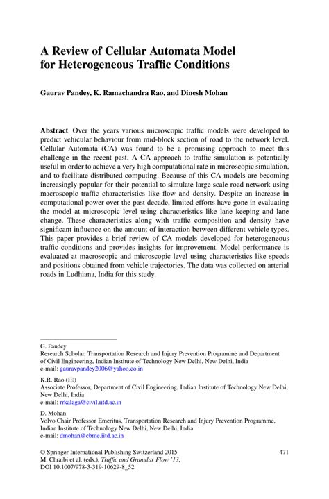 Pdf A Review Of Cellular Automata Model For Heterogeneous Traffic Conditions