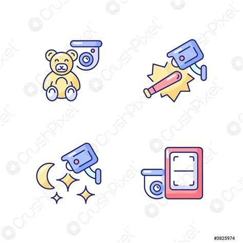 Security Monitoring Solution Rgb Color Icons Set Stock Vector 3825974 Crushpixel