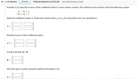 Solved 40 1 Points] Details Poolelinalg4 3 3 007 Mi 0 2
