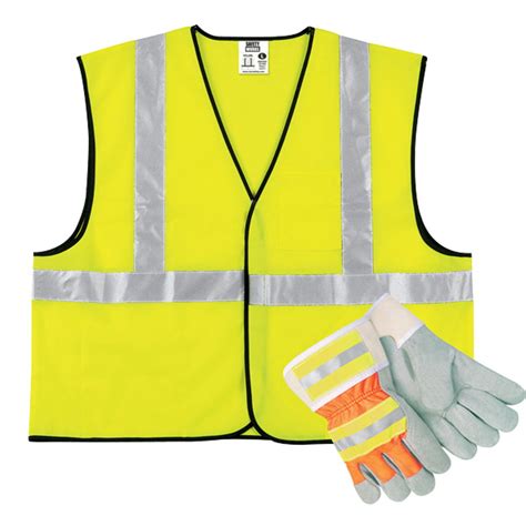 Safety Works Ansi Class Ii Vest And Glove Combo Kit