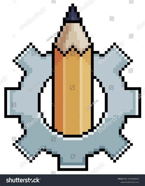 Pixel Art Gear Pencil Concept Ideas Stock Vector Royalty Free