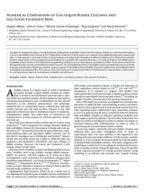 Pdf Numerical Comparison Of Gas Liquid Bubble Columns And Gas Solid