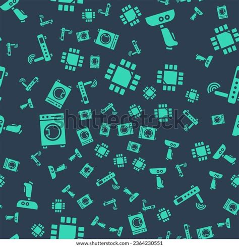 Set Processor Microcircuits Cpu Joystick Arcade Stock Vector Royalty