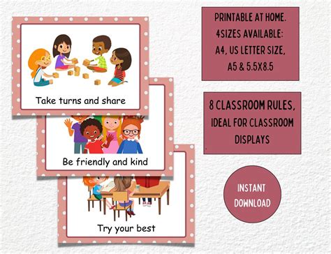 Classroom Rules Poster Pack Printable Classroom Rules Display Bulletin Board Posters Teacher