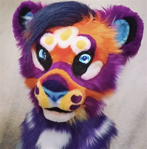 Moving Eyes Rainbow Cheetah Head Fursuit Fursuit Furry Art