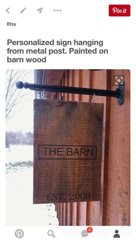 Personalized Hanging Sign On Barn Wood Wooden Sign On Pole Rustic