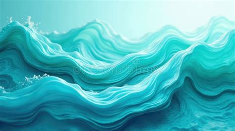 Abstract Teal Ocean Waves Serene Aquatic Landscape With Gentle
