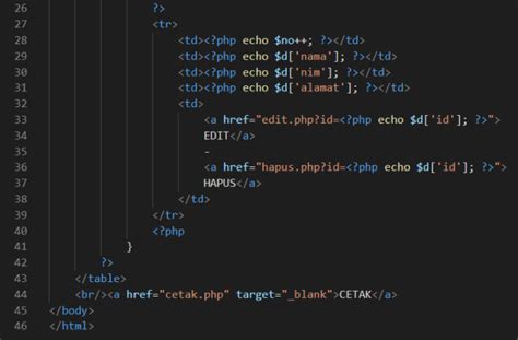 tugas pemrograman web database mysql lanjutan membuat crud dan print