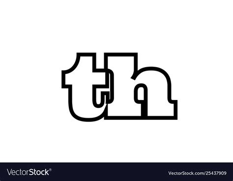 Connected Th T H Black And White Alphabet Letter Vector Image