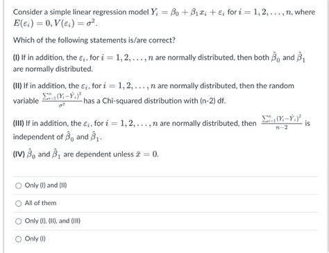 Solved Consider A Simple Linear Regression Model Y Bo Chegg