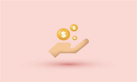 3d Realistic Cartoon Vector Coin Donation Icon Trendy Modern Style Object Symbols Isolated On