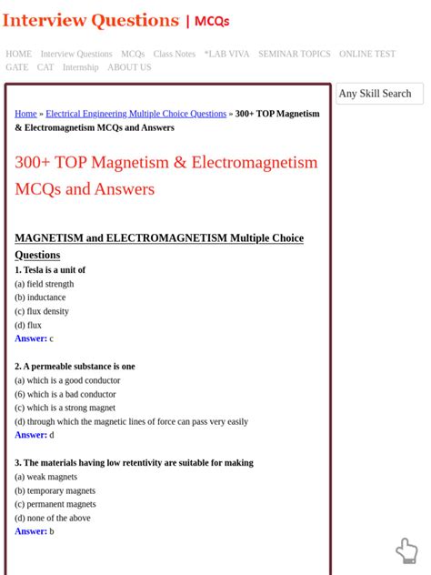 300 Top Magnetism And Electromagnetism Mcqs And Answers 2023 Pdf
