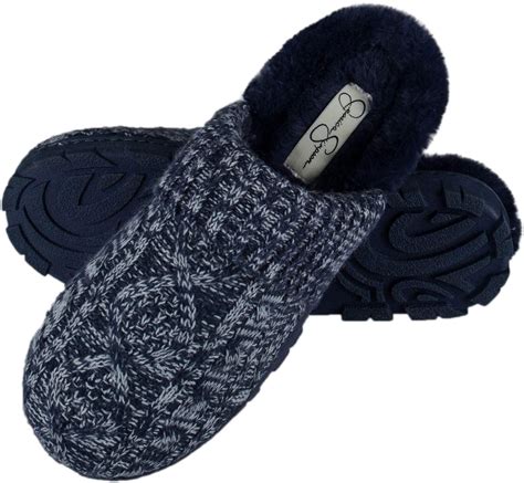 Jessica Simpson Womens Soft Knit Memory Foam Clog Slippers With Indoor