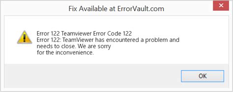 how to fix error 122 teamviewer error code 122 error 122