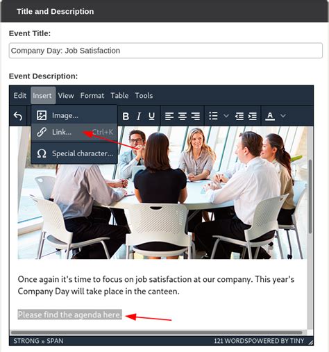 How To Insert Hyperlink To Websites Or Files In The Event Description