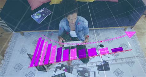 Analyzing Financial Graphs Woman With Digital Data Overlay In School