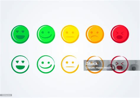 핸드그린 이모티콘의 벡터 일러스트 세트 사용자 경험 피드백 개념 다른 분위기 아이콘 긍정적 중립 및 부정적인 피드백에 대한 스톡 벡터 아트 및 기타 이미지 Istock