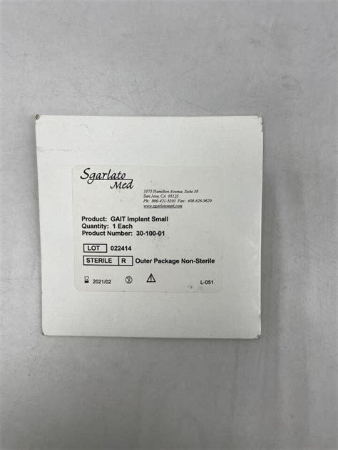 New Sgarlato Med 30 100 01 Gait Implant Small Disposables General For Sale Dotmed Listing