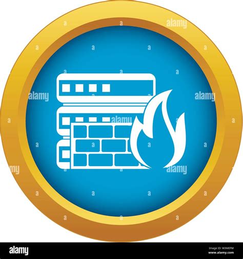 Database And Firewall Icon Blue Vector Isolated Stock Vector Image
