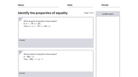 identify the properties of equality worksheets [pdf] algebra 1 math