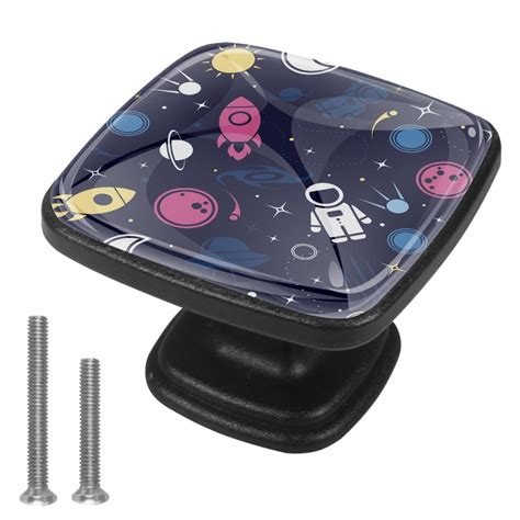4 Pcs Cabinet Handle Drawer Pulls Rocket Astronaut Spacecraft Planet Navy Knobs With Screws