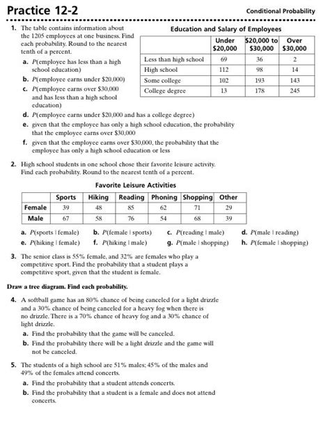 Conditional Probability Worksheet With Answers And Formula Dev