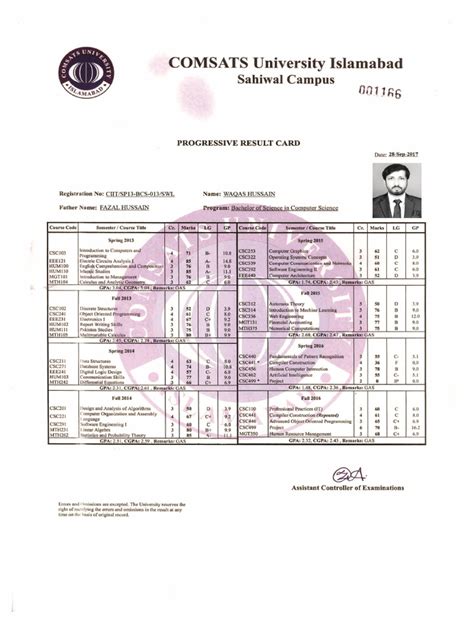 Transcript Bscs Waqas Hussain Pdf