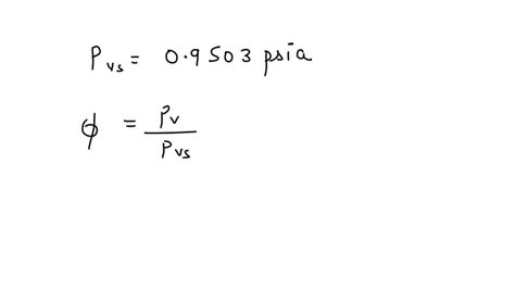 SOLVED The Partial Pressure Of Water Vapor In An Atmospheric Pressure Psia Mixture Is