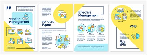 Multicolor Vendor Management Brochure Template Leaflet Design With Thin Linear Icons 4 Vector
