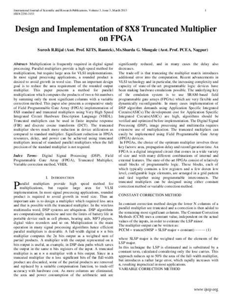 Pdf Design And Implementation Of 8x8 Truncated Multiplier On Fpga