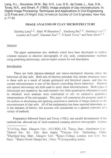 Pdf Image Analysis Of Clay Microstructure