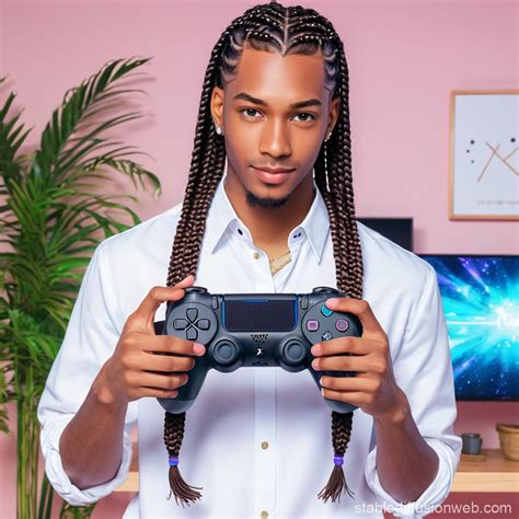 Tall Male Holding Playstation 5 Controller Stable Diffusion Online Tall Male Holding Playstation 5 Controller Stable Diffusion Online