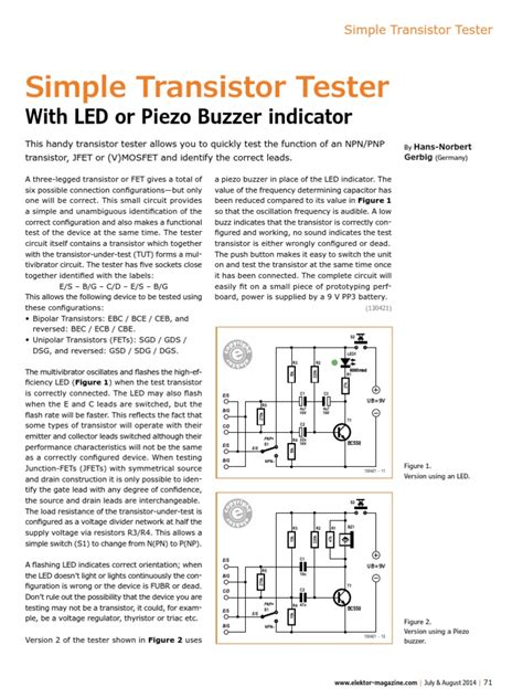 Simple Transistor Tester A Concise Circuit For Quickly Testing