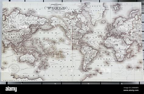 Real Johnsons Map Of The World Mercators Projection Published By