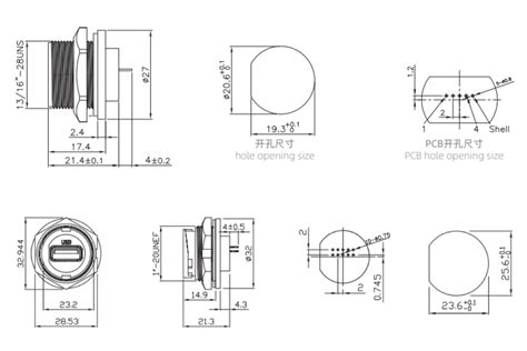 Usb A Female Panel Mount 2 0 3 0 Ip67 Pcb Type Circular Industrail Waterproof Connectors Fremi