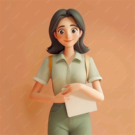 A Cartoon Of A Woman With Glasses Holding A Book Premium Ai Generated