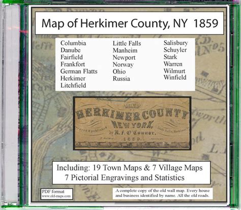 Map Of Herkimer County New York 1859 Cdrom Old Map Old Maps