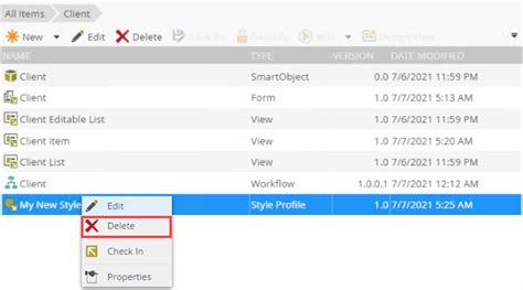 Deleting A Style Profile