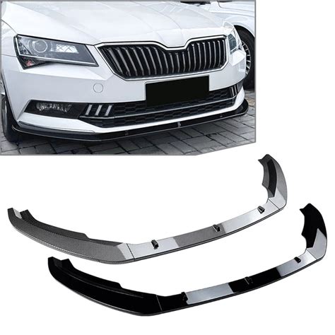 Front Bumper Lip Splitter Spoiler Body Kit For Skoda Superb B8 2016