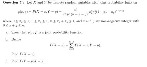 Solved Question 5 Let X And Y Be Discrete Random Variables Chegg Com