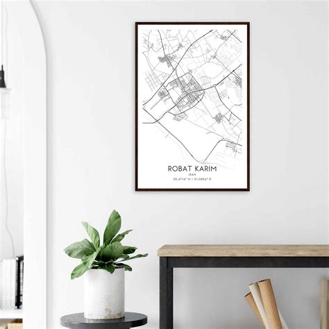 Robat Karim Iran Map Poster Robat Karim City Road Wall Art Print