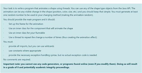 Solved Your Task Is To Write A Program That Animates A Shape