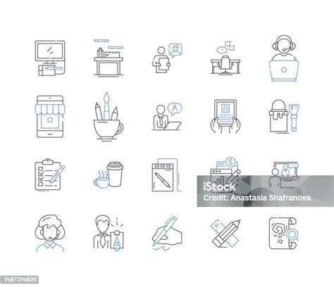 자체 관리 비즈니스 라인 아이콘 컬렉션입니다 자율성 독립성 책임 책임 권한 부여 소유권 분산 벡터 및 선형 그림 이니셔티브