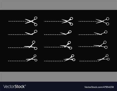Set Black Scissors Cut Lines On Royalty Free Vector Image