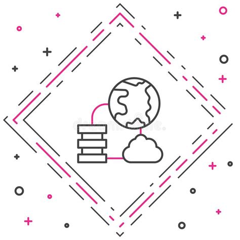 Line Network Cloud Connection Icon Isolated On White Background Social